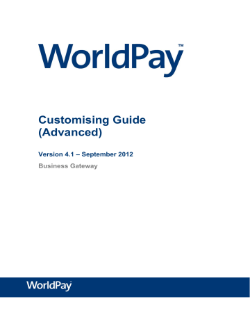 WorldPay Payment Service Customizing Guide | Manualzz
