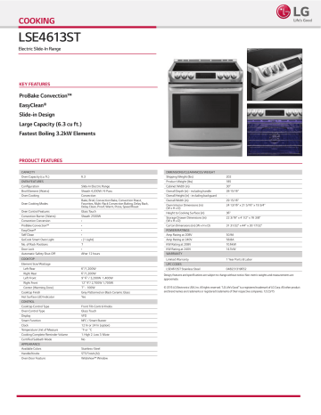 LG LSE4613ST Range Specification | Manualzz