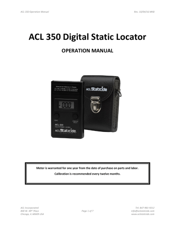 ACL 350 Digital Static Locator Operation Manual | Manualzz