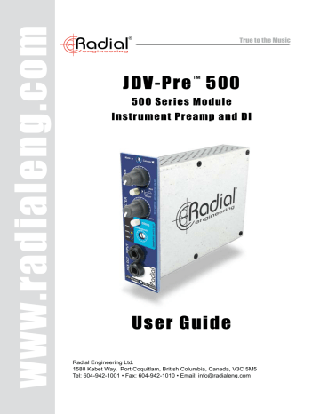 Radial Engineering JDV-Pre 500 User manual | Manualzz