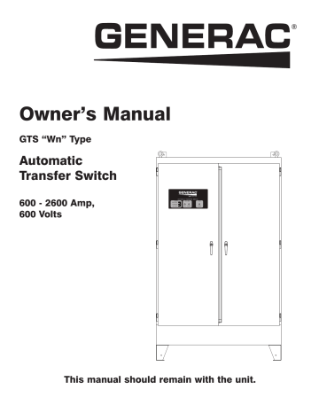 Automatic Transfer Switch GTS Wn Owner's Manual | Manualzz