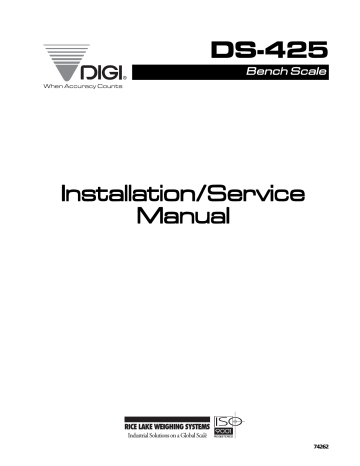 DIGI DS-425 Bench Scale Installation/Service Manual | Manualzz