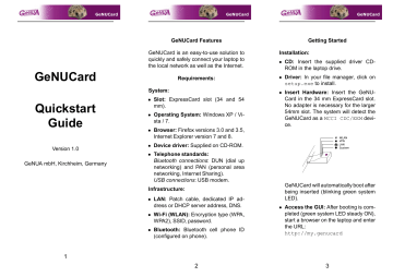 GeNUCard Quickstart Guide | Manualzz