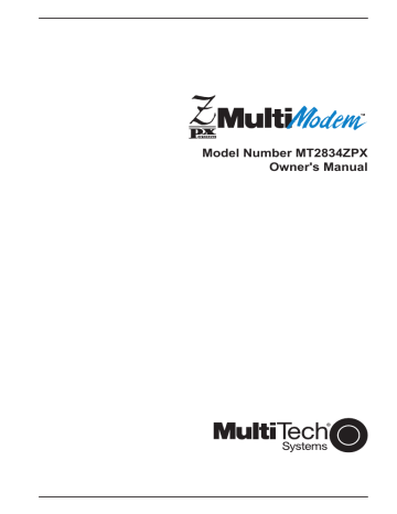 Multitech MultiModem MT2834ZPX Owner's Manual | Manualzz