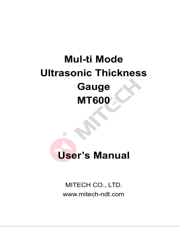 Ultrasonic Thickness Gauge MT600 User’s Manual | Manualzz