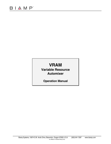 Biamp VRAM Operation Manual | Manualzz