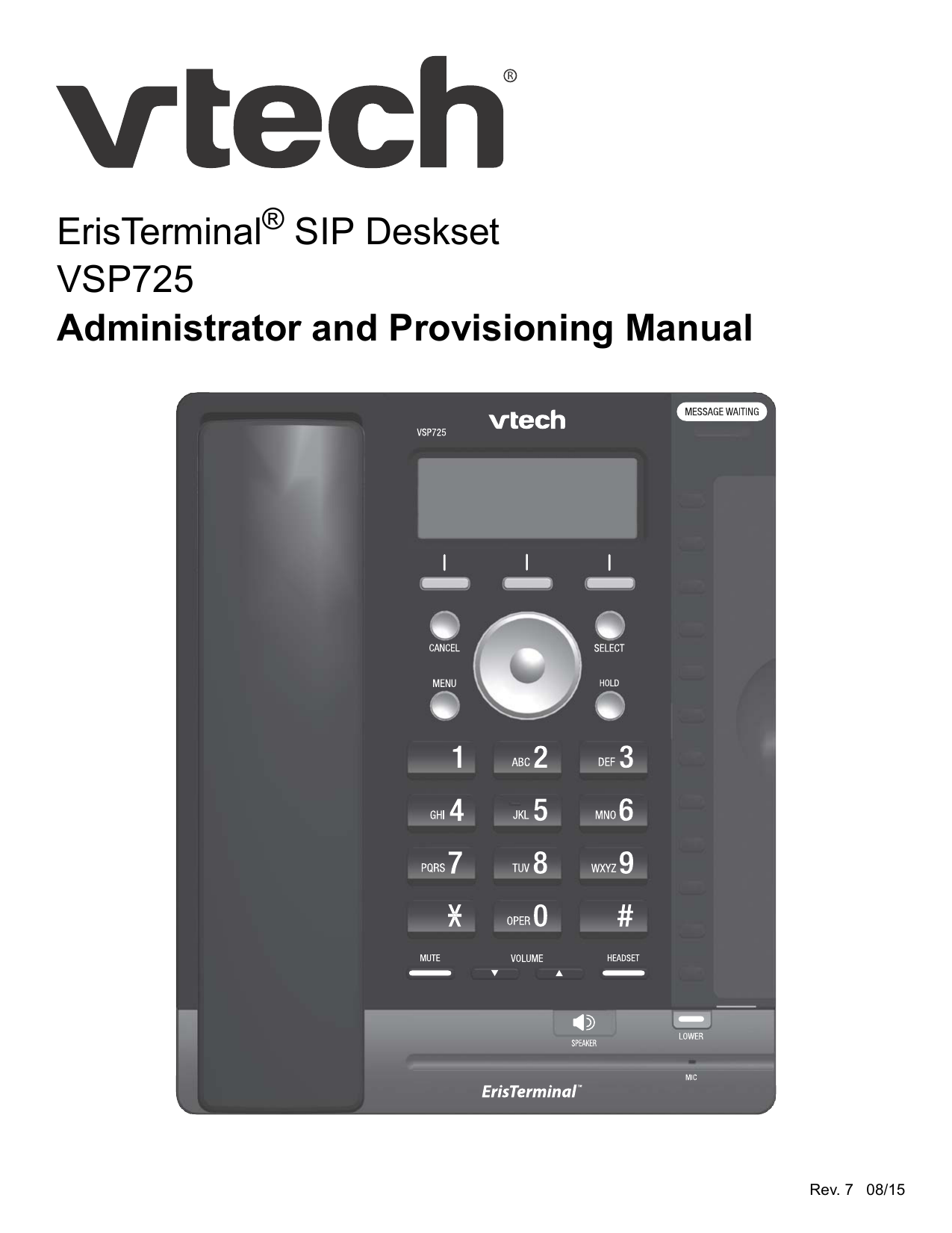 VTech VSP725 ErisTerminal® SIP Deskset Owner's Manual | Manualzz