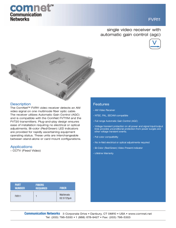 ComNet FVR11 Datasheet | Manualzz