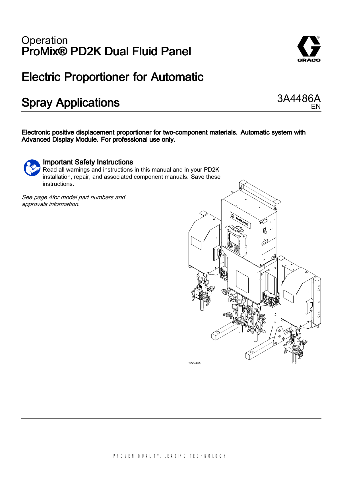 Graco 3A4486A, ProMix PD2K Dual Fluid Panel Electric Proportioner for ...