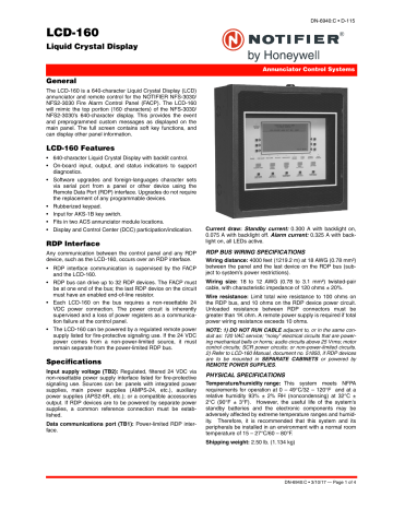 Notifier LCD-160 Data Sheet | Manualzz