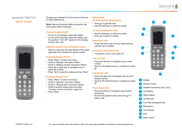 Spectralink 7200 7202, 7200 7212 Quick Guide | Manualzz