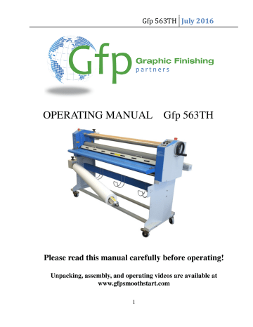 Gfp 563TH Laminator Operating Manual | Manualzz
