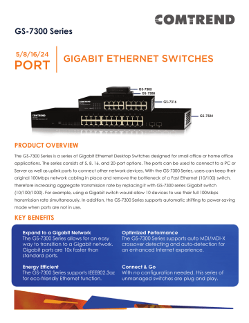 Comtrend GS-7316 16-Port Gigabit Ethernet Switch Product Sheet | Manualzz