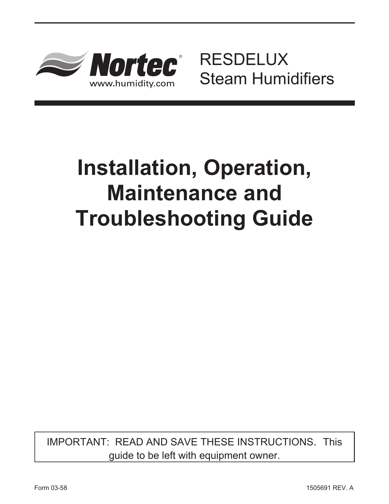 Nortec RESDELUX Installation & Operating Manual | Manualzz
