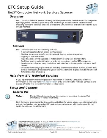ETC Net3 Conductor Setup Manual | Manualzz