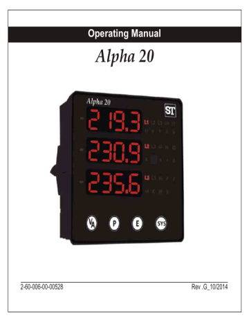 Multifunction Meter Alpha 20 Operating Manual | Manualzz