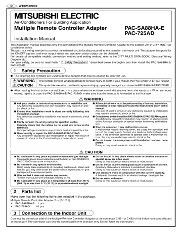 Mitsubishi Electric PAC-SA88HA-E User & Installation Manual | Manualzz