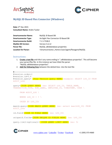 MySQL ID Based Flex Connector User Manual | Manualzz
