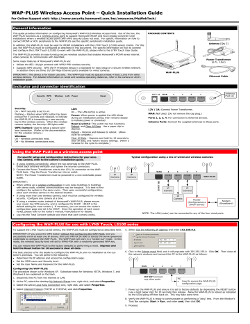 Honeywell WAP-PLUS Quick Installation Manual | Manualzz