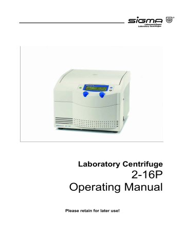 SIGMA 2-16P Laboratory Centrifuge Operating Manual | Manualzz