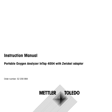 Oxygen Analyzer InTap 4004 Instruction Manual | Manualzz