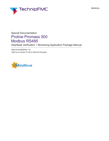 Flowmeter Proline Promass 500 Modbus RS485 Manual | Manualzz