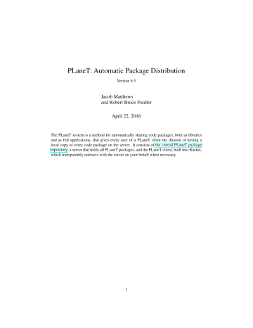 PLaneT Package User Manual | Manualzz