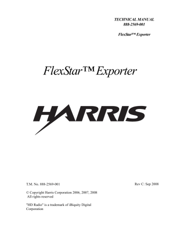 Harris FlexStar HDE-100 Exporter Technical Manual | Manualzz