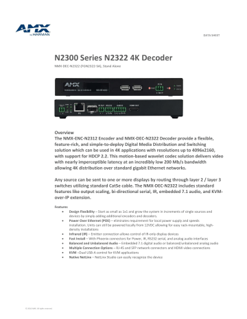 AMX NMX-DEC-N2322 Decoder svsi n2300 4k series Data Sheet | Manualzz