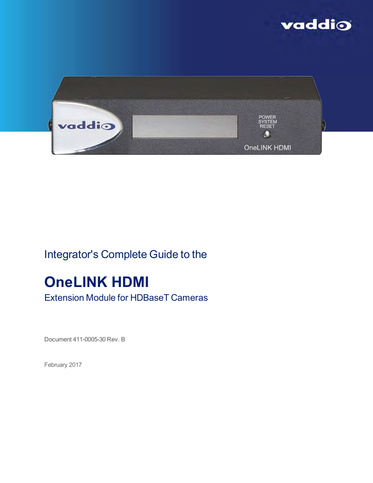 VADDIO OneLINK HDMI Integrator's Complete Manual | Manualzz