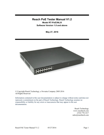 Reach PoE Tester RT-PoE3NL/8 User Manual | Manualzz