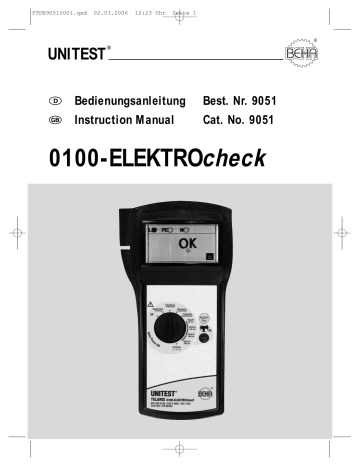 Beha TELARIS 0100-ELEKTROcheck, UNITEST 0100-ELEKTROcheck Instruction ...