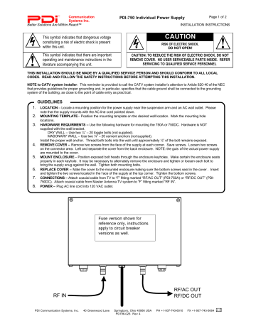 PDi PDI-750 Installation instructions | Manualzz