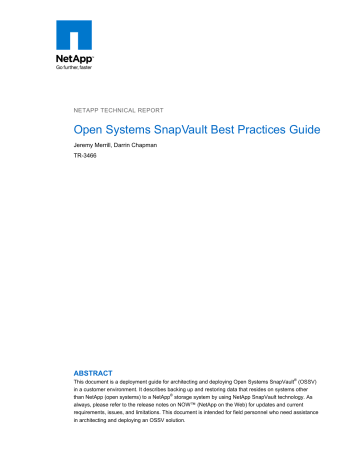 Open Systems SnapVault Best Practices Guide | Manualzz