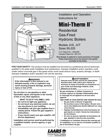 Laars Mini-Therm II Installation and Operation Instructions | Manualzz
