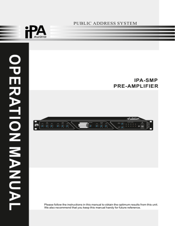 Pre-Amplifier IPA-SMP Operation Manual | Manualzz