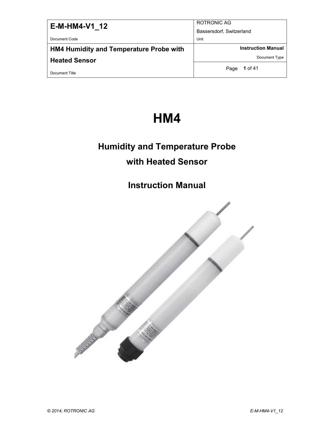 Rotronic HM4 Owner's Manual | Manualzz