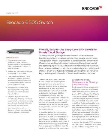 Broadcom Brocade 6505 Switch Data Sheet Specification | Manualzz