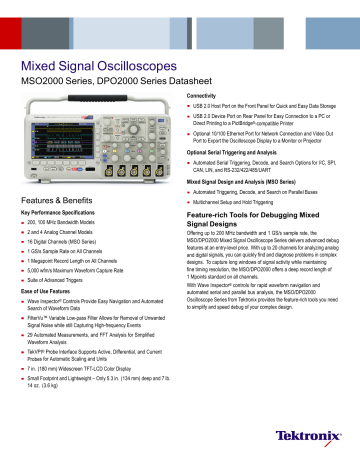Tektronix DPO2024 Datasheet | Manualzz