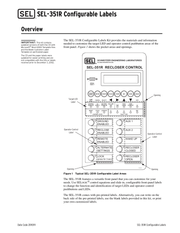SEL-351R Recloser Control Configurable Labels User Manual | Manualzz