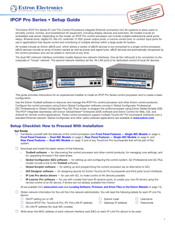 Extron IPCP Pro Series Setup Guide | Manualzz