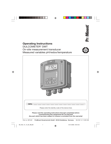 ProMinent DULCOMETER DMT Series Operating Instructions Manual | Manualzz