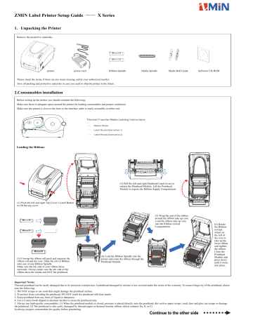 ZMIN X Series Label Printer Setup Guide | Manualzz