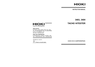 Hioki TACHO HiTESTER 3403,3404 Instruction Manual | Manualzz