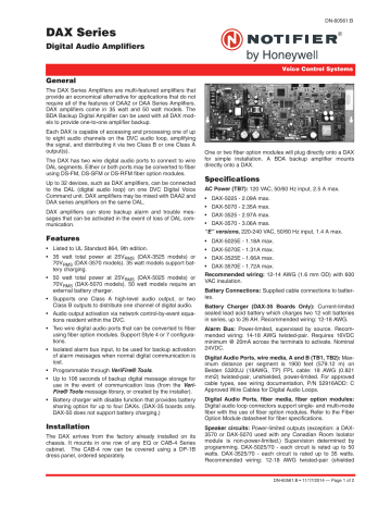 Notifier DAX Series Data Sheet | Manualzz