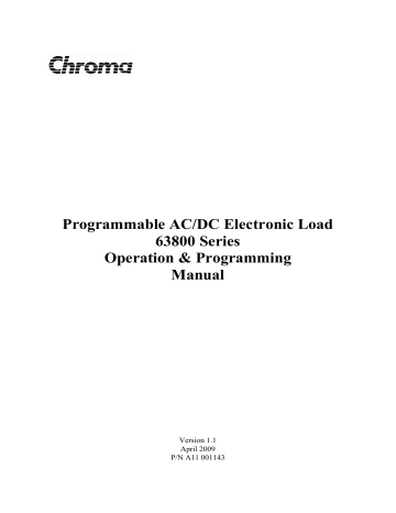 Programmable Electronic Load 63800 63802, 63803, 63804 | Manualzz