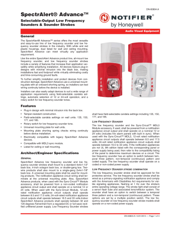 Notifier Low Frequency Sounders and Sounder Strobes Data Sheet | Manualzz