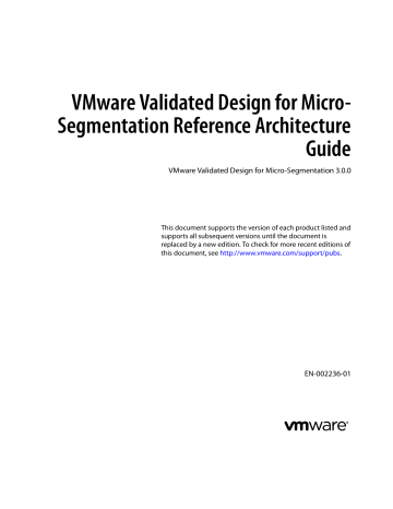 VMware Micro-Segmentation Reference Architecture Guide | Manualzz