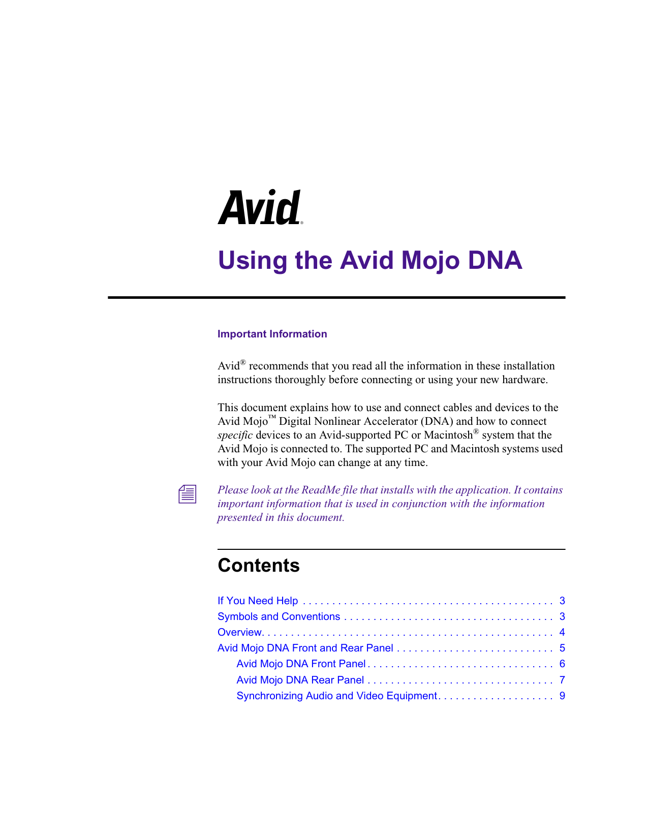 Avid Technology Mojo DNA manual | Manualzz