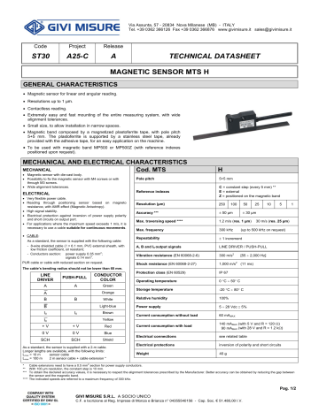 Magnetic Sensor MTS H Datasheet | Manualzz
